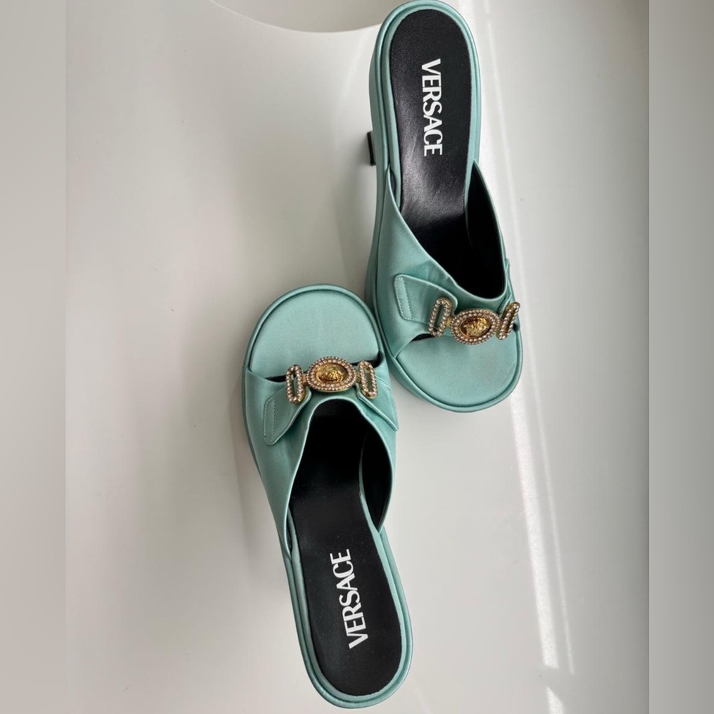 Versace Crystal Medusa Platform Slide/ Heels size 38 - Gem